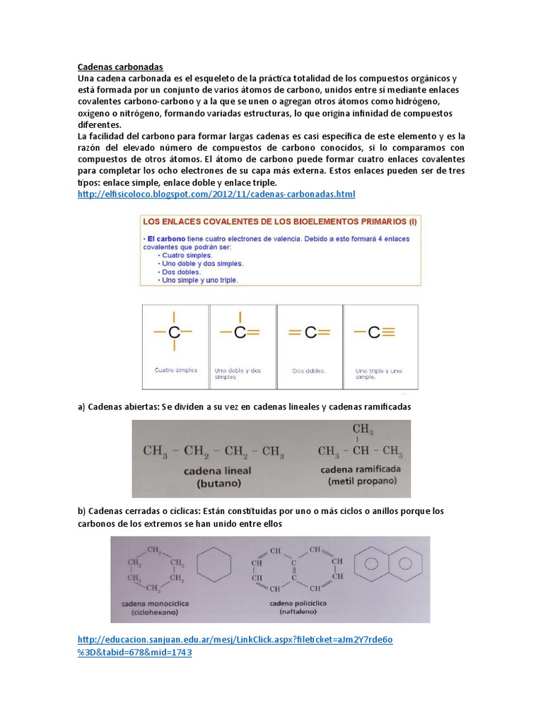 Cadenas Carbonadas | PDF | Carbón | Enlace químico Cadenas Carbonadas | PDF | Carbón | Enlace químico