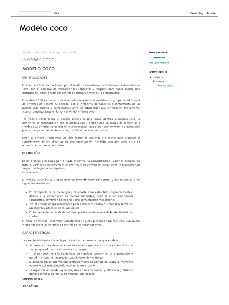 Modelo Coco - INFORME COCO | PDF | Planificación | Evaluación