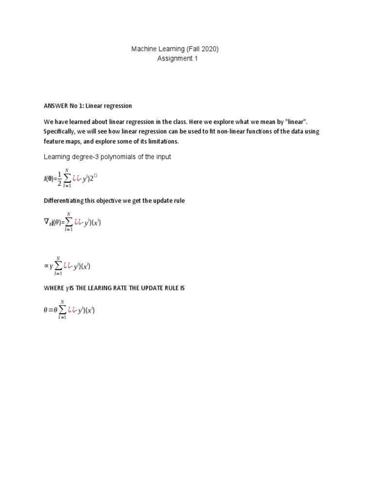 Machine Learning Assignment Pdf Regression Analysis Polynomial 2810