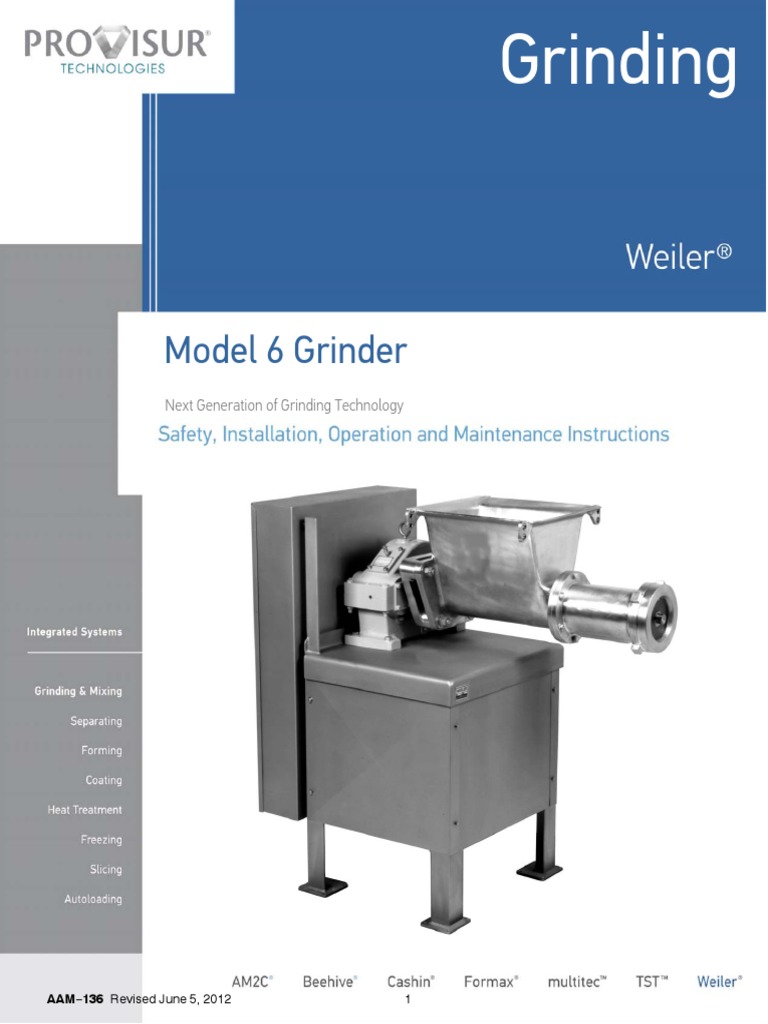 Weiler 6 Grinder Manual | PDF | Manufactured Goods | Equipment