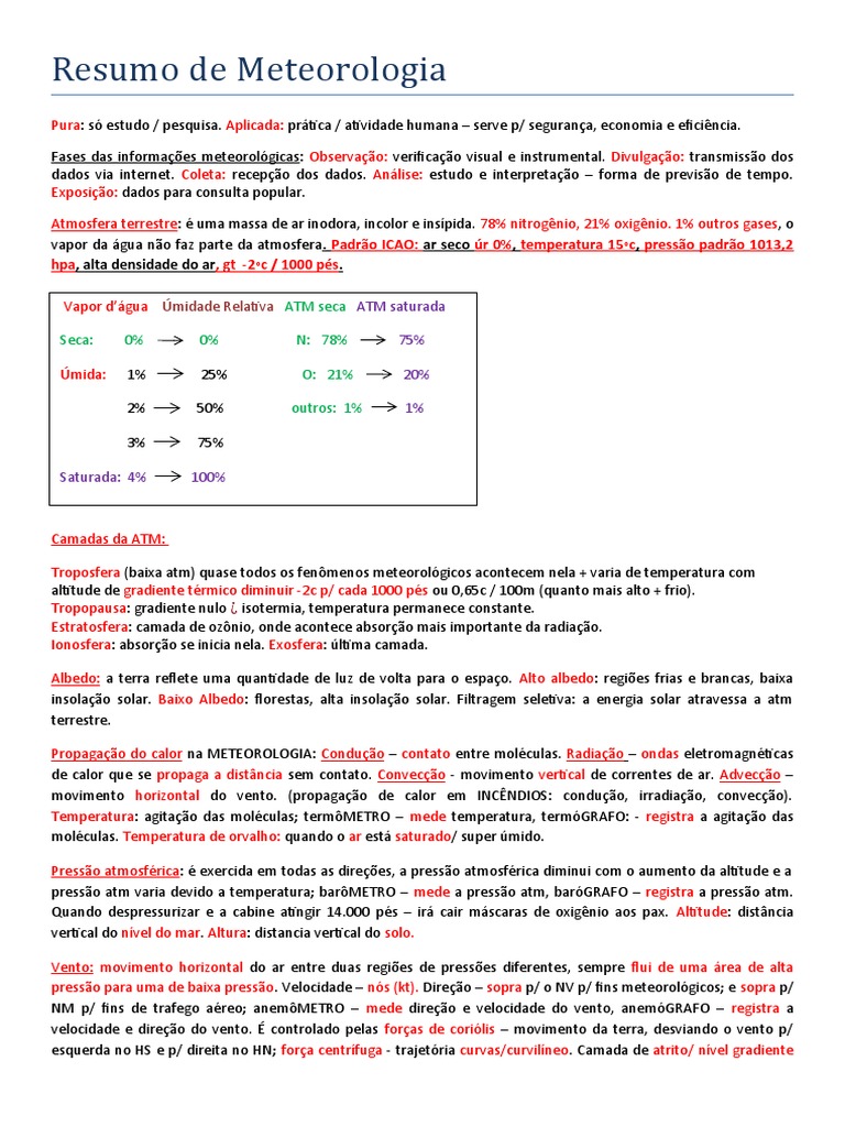Resumo Meteorologia | PDF | Ferimento | Nuvem