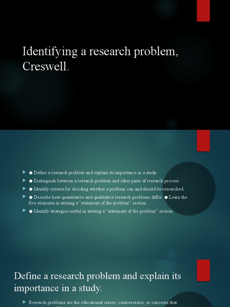 Identifying A Research Problem, Creswell | PDF | Quantitative Research ...