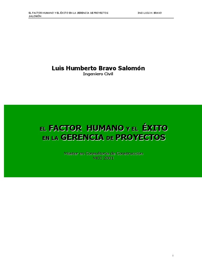 El Factor Humano y El Exito en La Gerencia de Proyectos | PDF | Las ...
