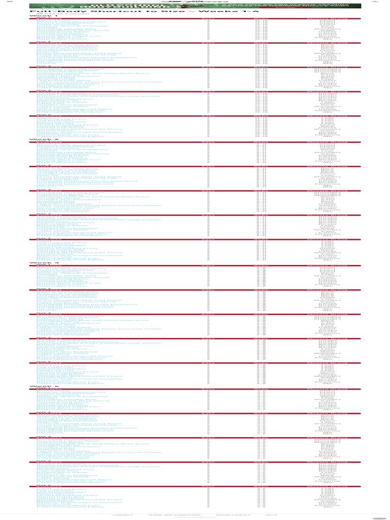 Full-Body Shortcut To Size - Weeks 1-4 | PDF | Weight Training | Human ...