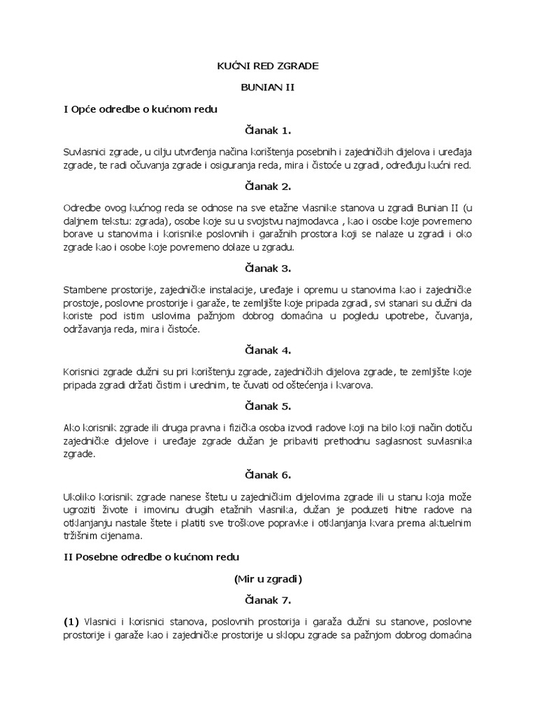 KUĆNI RED ZGRADE Prepravljen | PDF