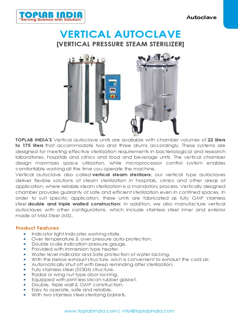 Vertical Autoclave for Sterilization Solutions | PDF | Sterilization ...