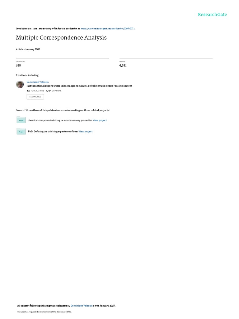 Multiple Correspondence Analysis | PDF | Eigenvalues And Eigenvectors | Matrix (Mathematics)