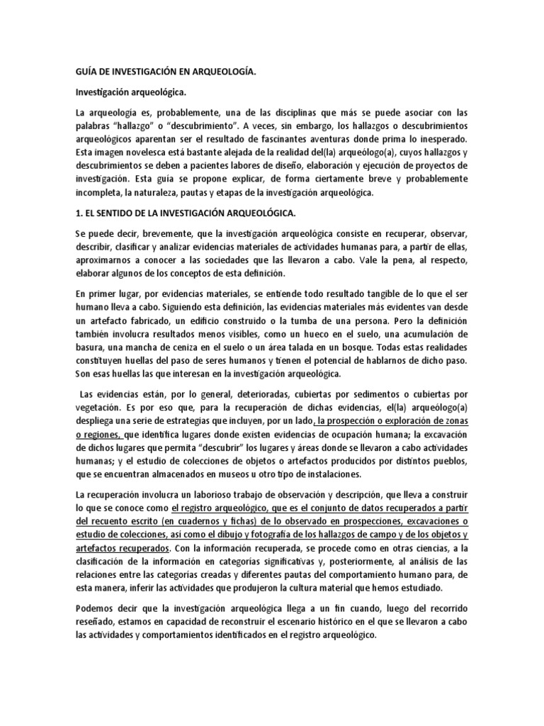 Guía de Investigación en Arqueología | PDF | Arqueología | Hipótesis