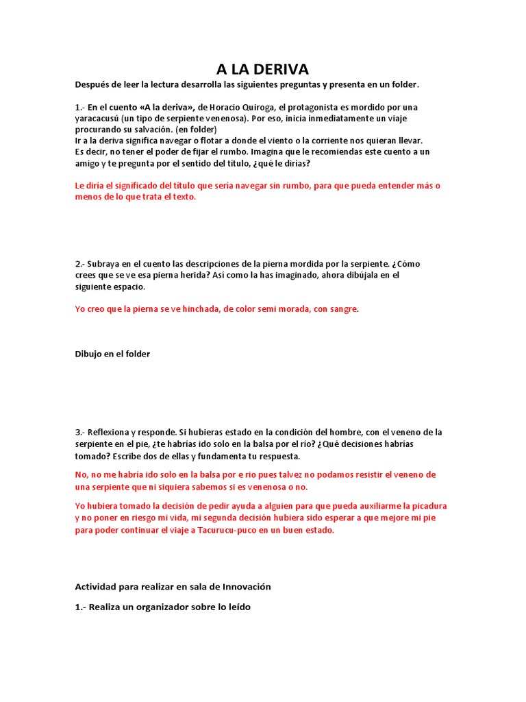 Análisis del cuento "A la deriva" | PDF