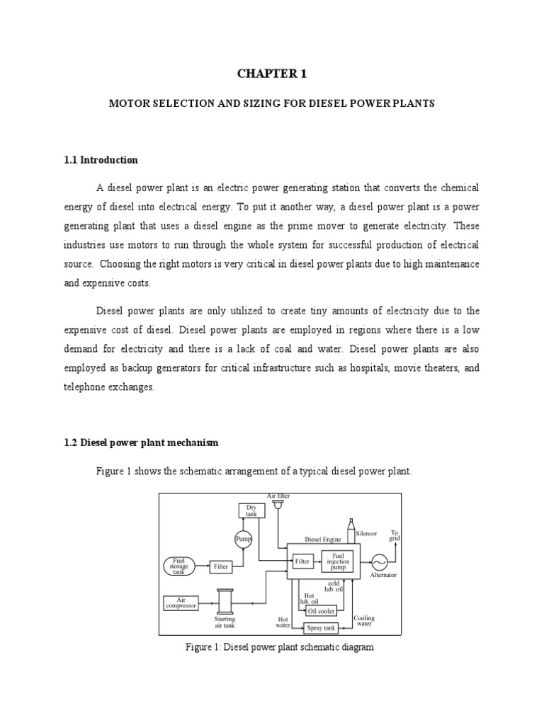Motor Selection and Sizing For Diesel Power Plants | PDF | Electric ...