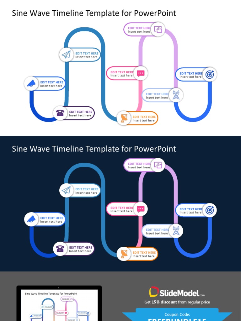 Sine Wave Timeline Template for PPT | PDF