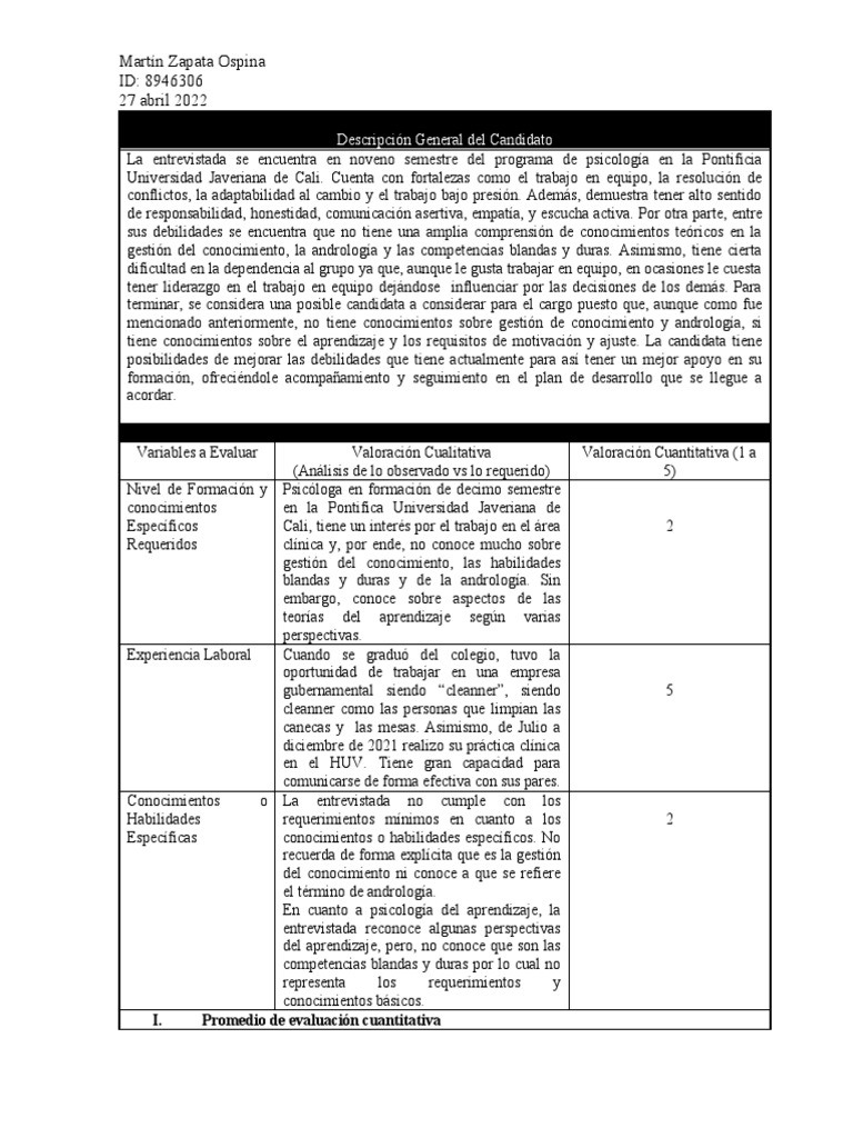 Martin Zapata Ospina Segundo Parcial Parte Individual | PDF | Sicología ...