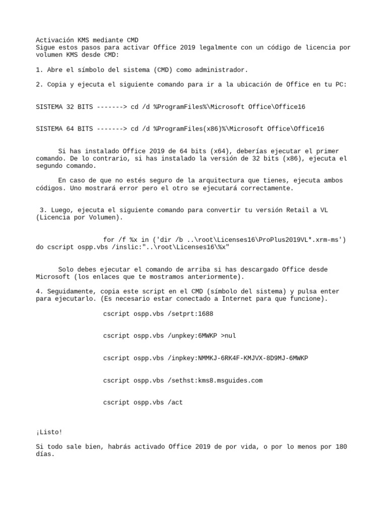 Activador CMD para Office 2019 | PDF Activador CMD para Office 2019 | PDF