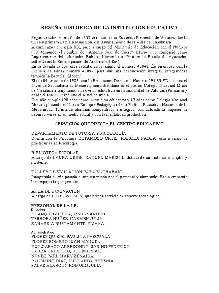 Reseña de La I.E. Ajs | PDF