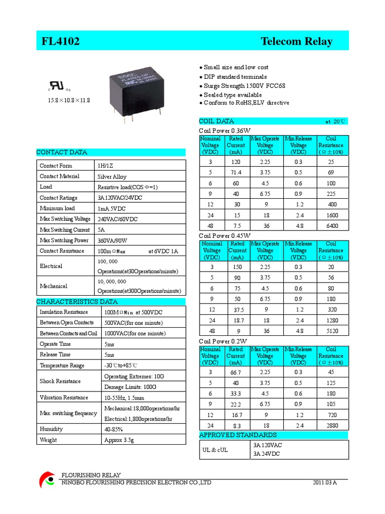 HK4100F SPDT Relay Datasheet | PDF | Relay | Inductor
