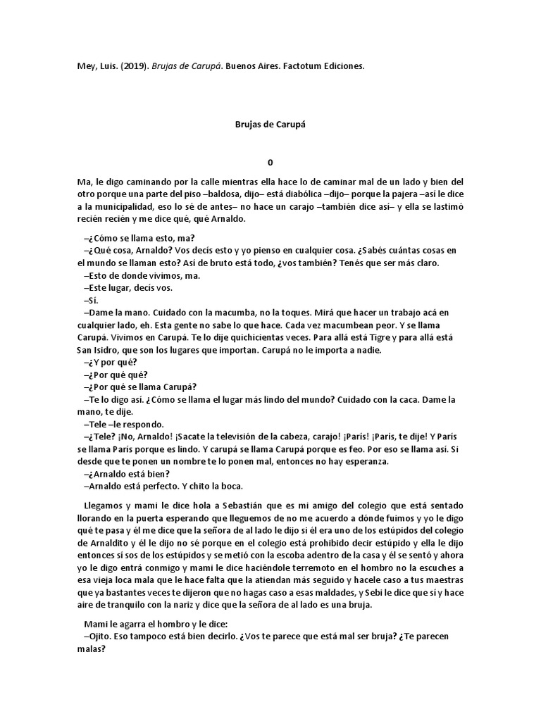 Encuentro 2. Luis Mey (2019) Brujas de Carupá | PDF