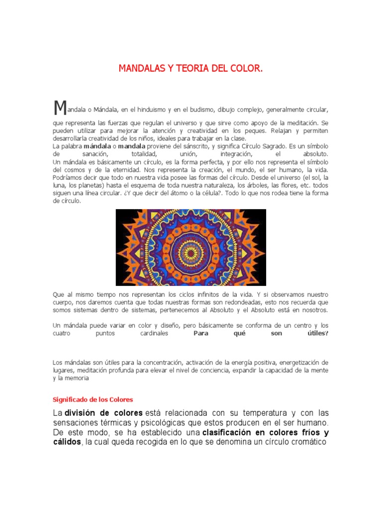 Mandalas y Teoria Del Color para Prueba - Subir Schoology. | PDF ...