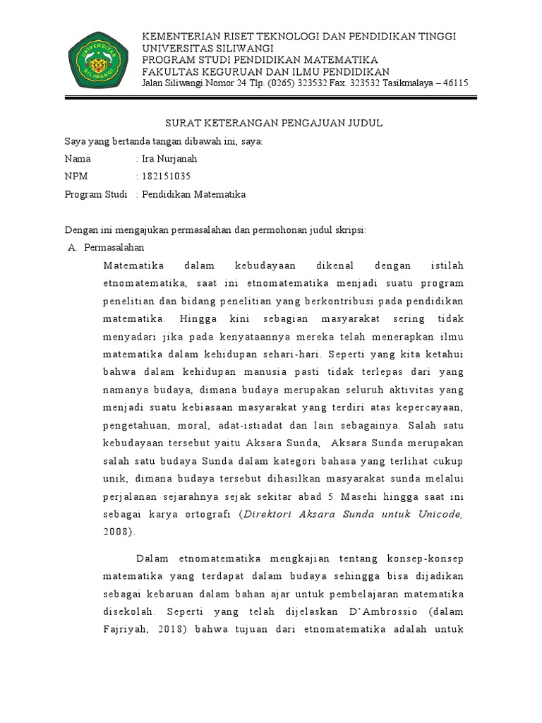 Format Pengajuan Judul | PDF | Sejarah