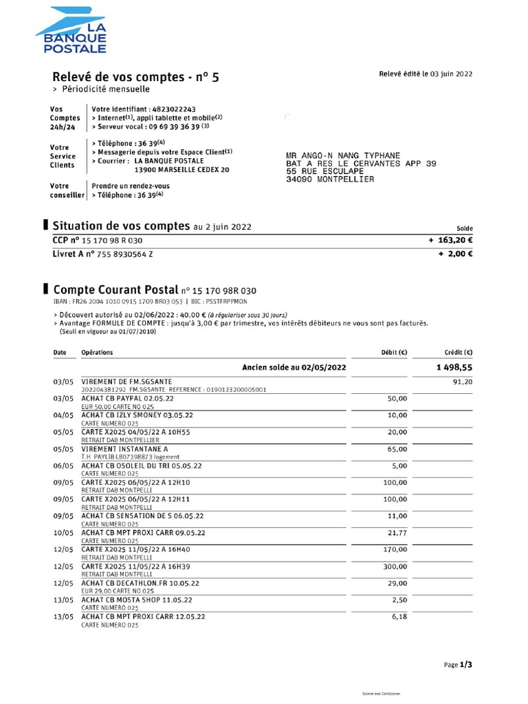 Relevé Bancaire | PDF