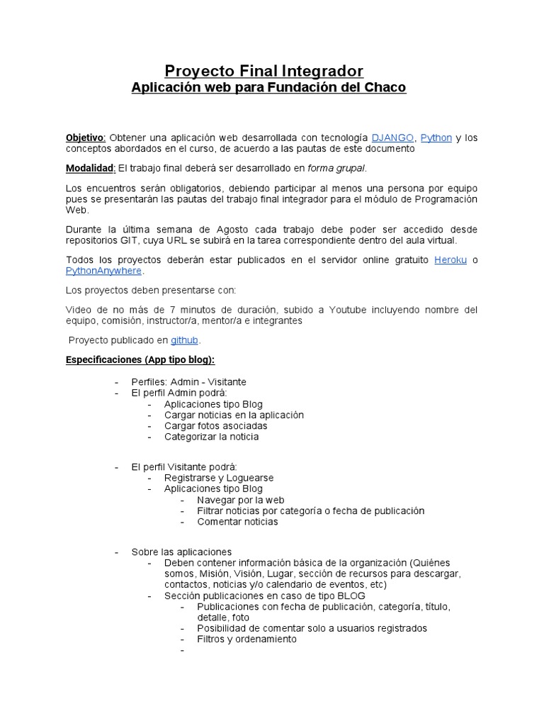 Proyecto Final Integrador | PDF | Aplicación movil | Red mundial