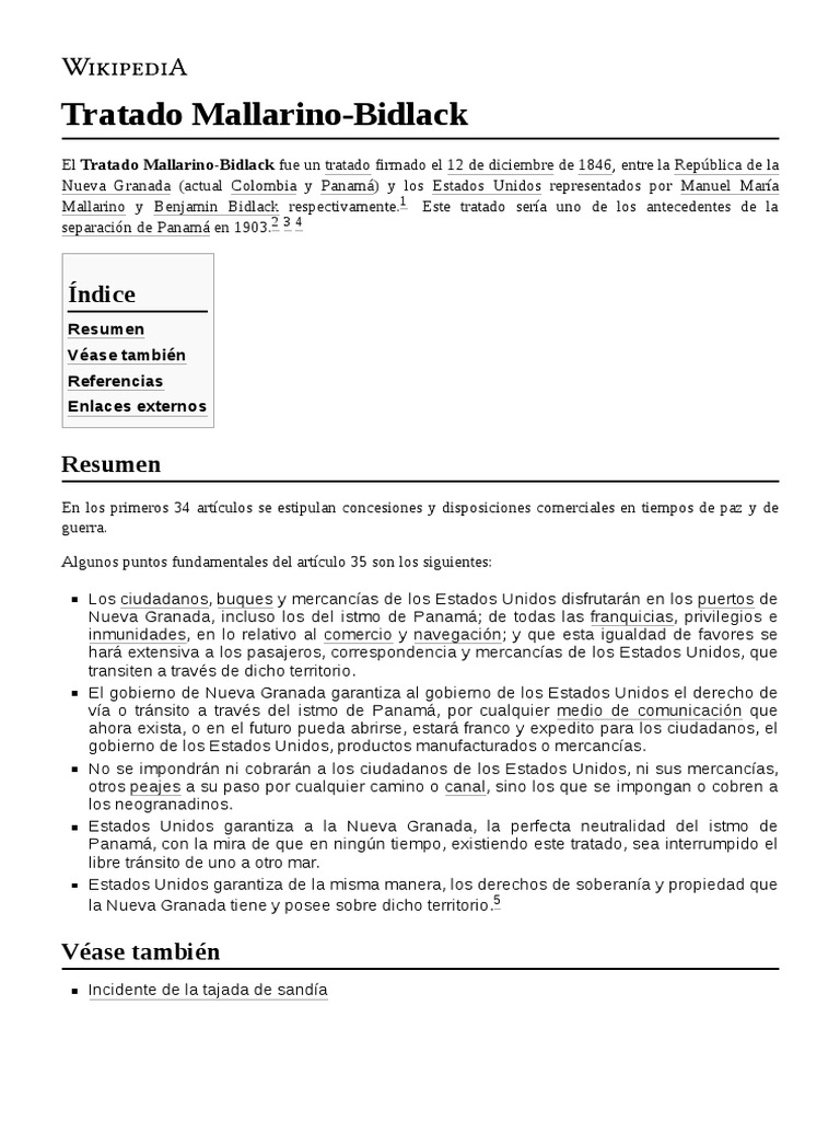 Tratado Mallarino-Bidlack de 1846 | PDF | Panamá