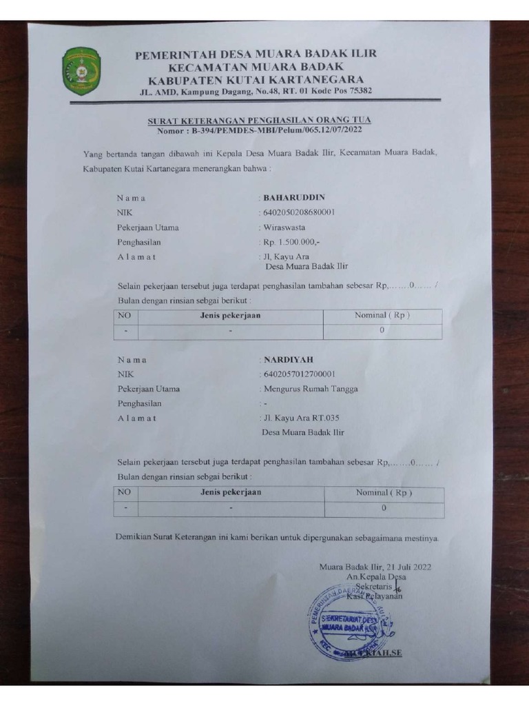 Slip Gaji Ortu - Mohammad Fadli - Compressed | PDF