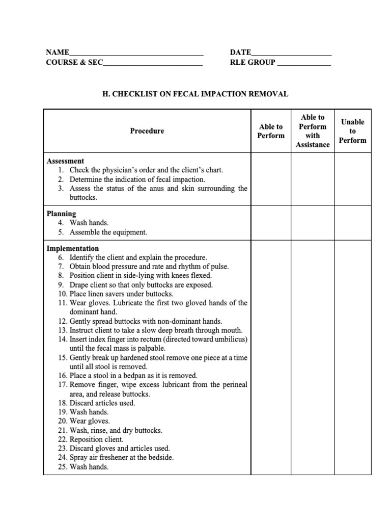 Fecal Impaction Removal | PDF | Human Feces | Diseases And Disorders