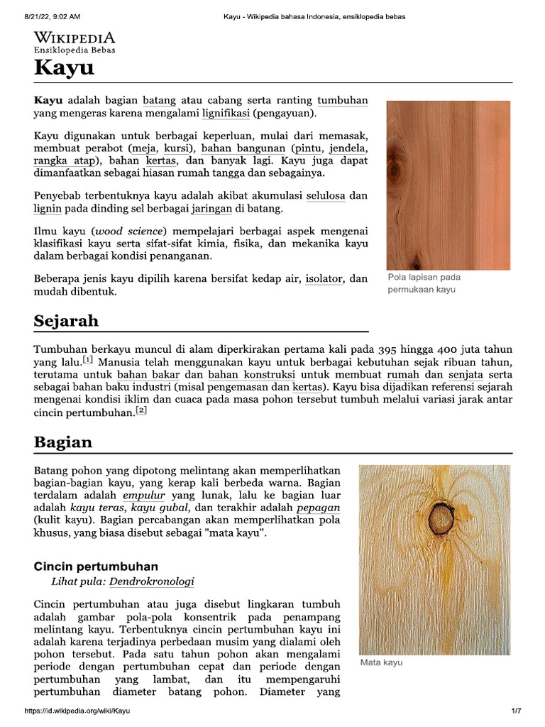 Kayu - Wikipedia Bahasa Indonesia, Ensiklopedia Bebas | PDF