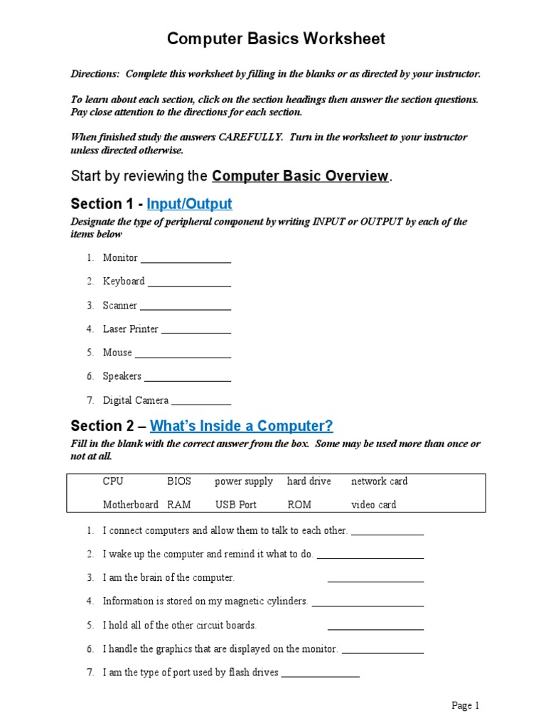 Computer-Basics-Worksheet | PDF | Window (Computing) | Computer Data Storage