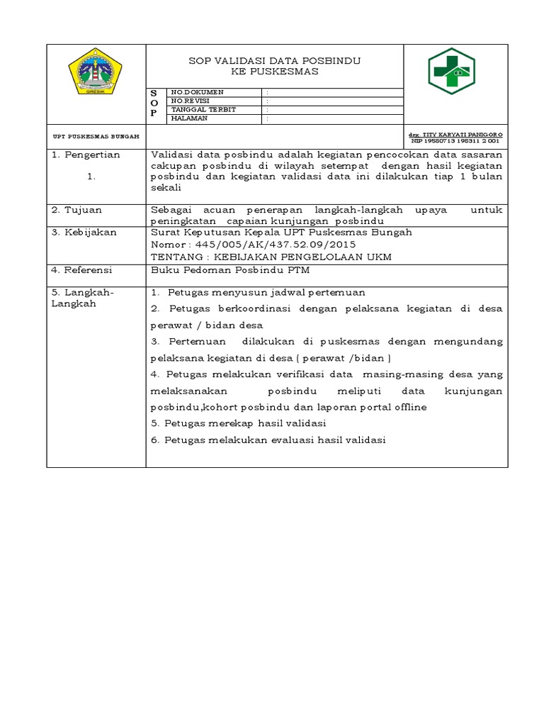Sop Validasi Data Posbindu | PDF