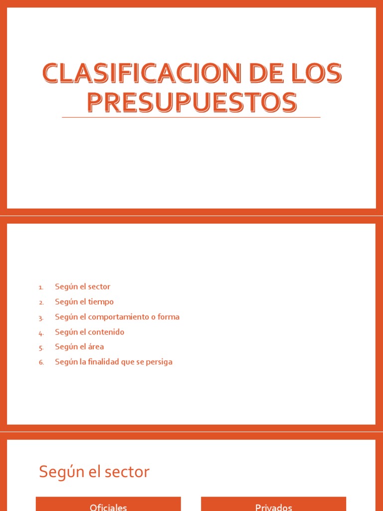 Clasificacion de Los Presupuestos | PDF | Presupuesto | Economias