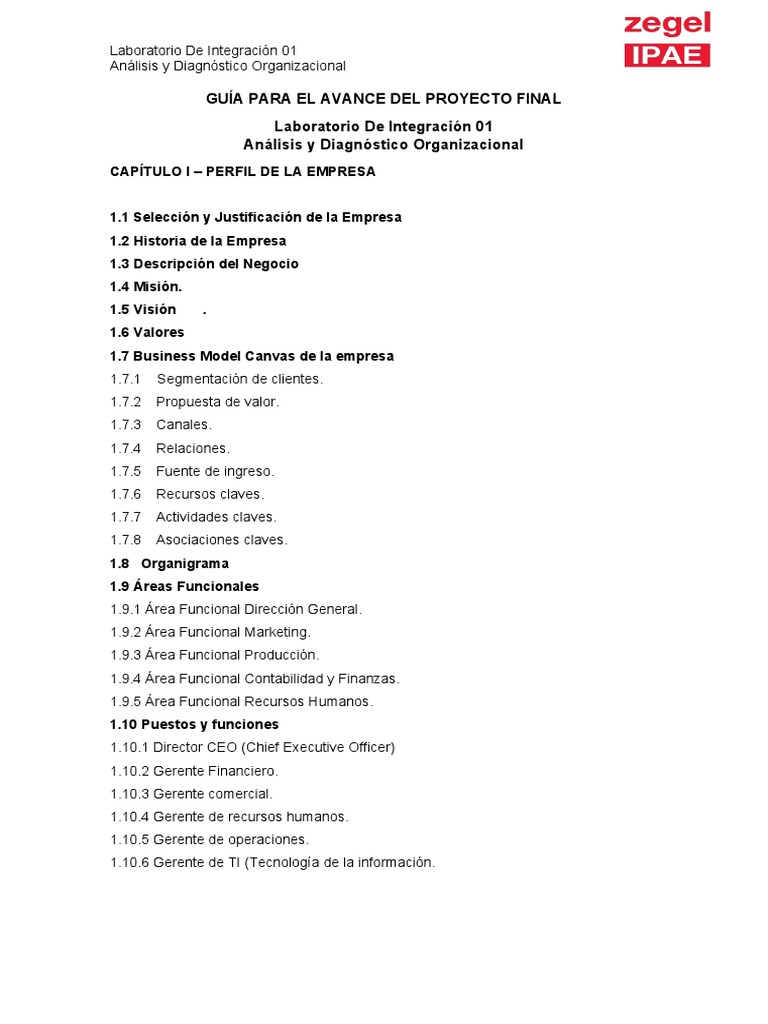 Guía para El Avance Del Proyecto Final Lab 1 | PDF | Liderazgo | Business