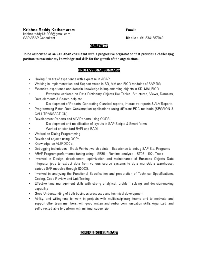 Krishna Reddy ABAP | PDF | Software Development | Systems Engineering