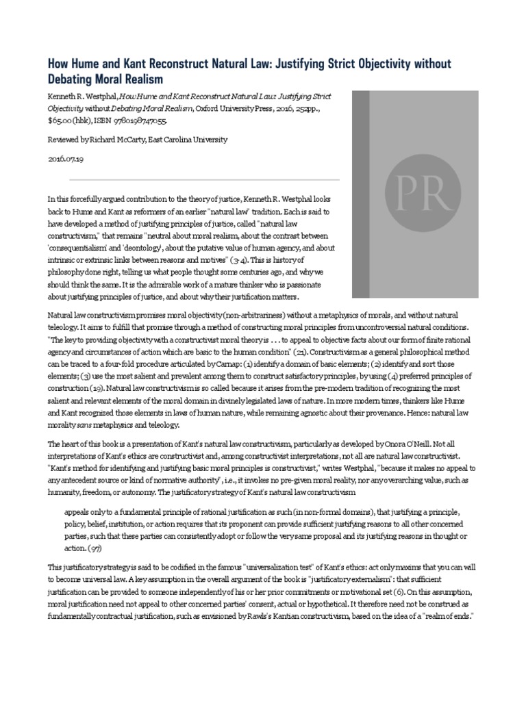 How Hume and Kant Reconstruct Natural Law: Justifying Strict Objectivity Without Debating Moral ...