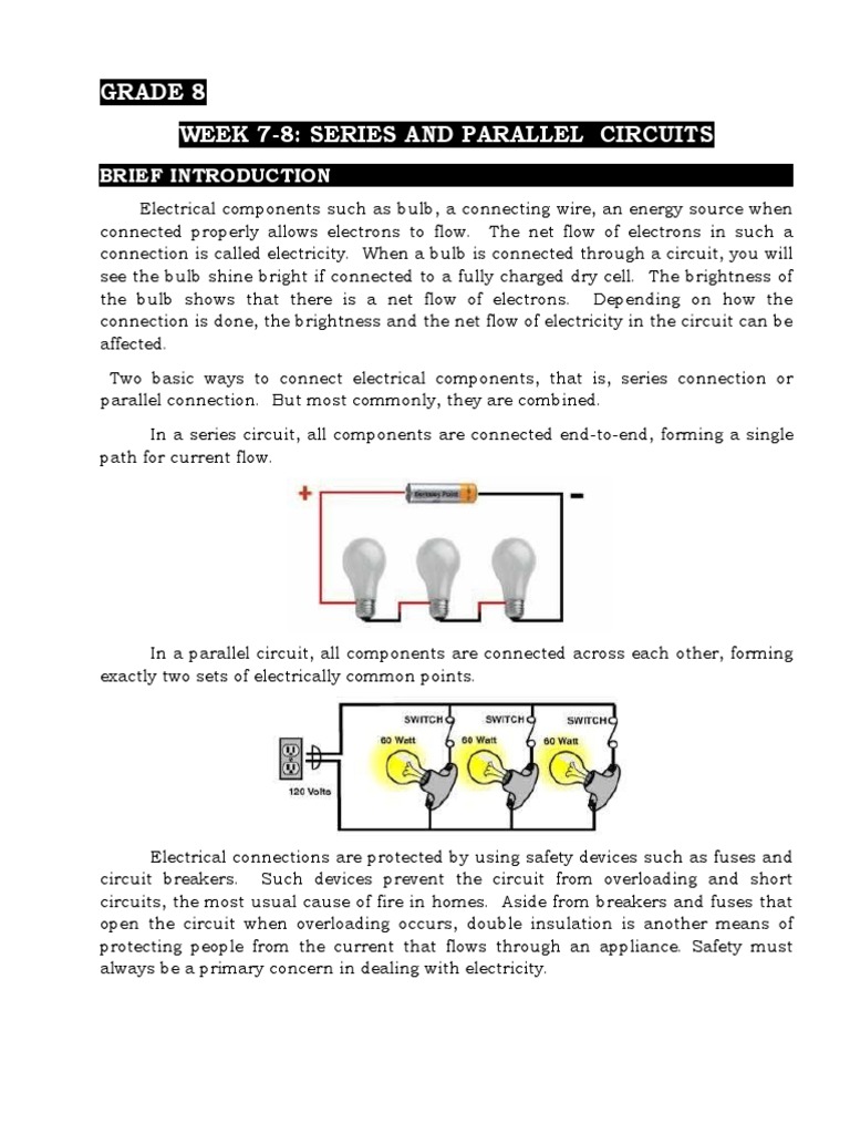 Grade 8 Week 7-8: Series and Parallel Circuits: Brief Introduction ...