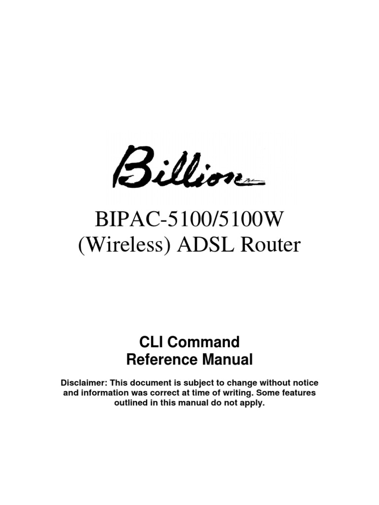 BIPAC-5100 CLI Reference Manual | PDF | Computers