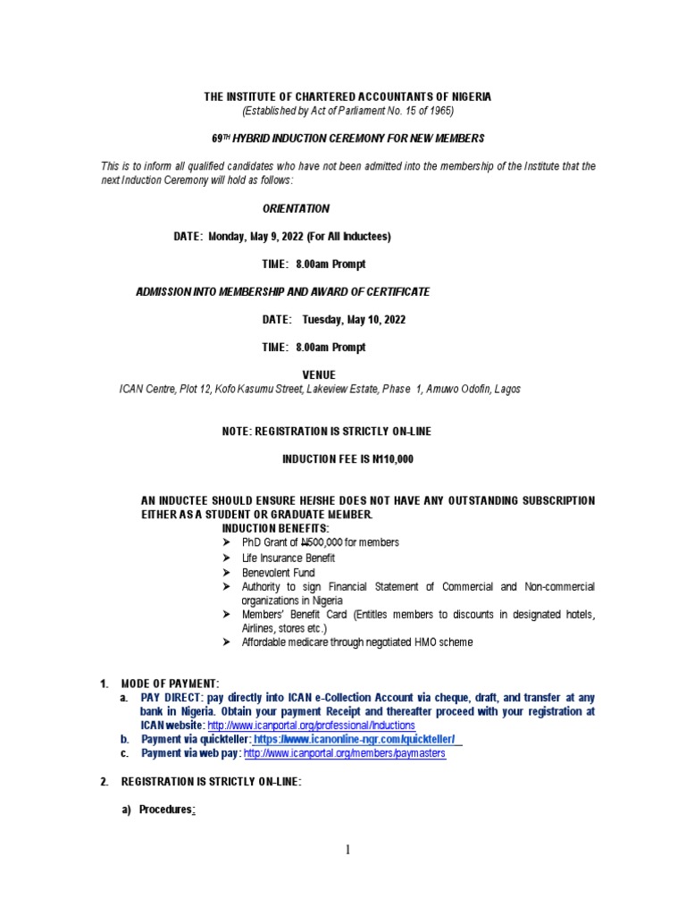 69 Hybrid Induction Ceremony For New Members | PDF | Payments | Service ...
