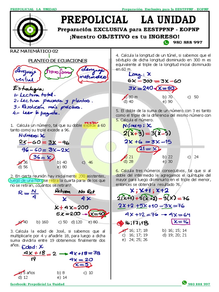 Raz Mat 02 Soluc Planteo de Ecuaciones | PDF
