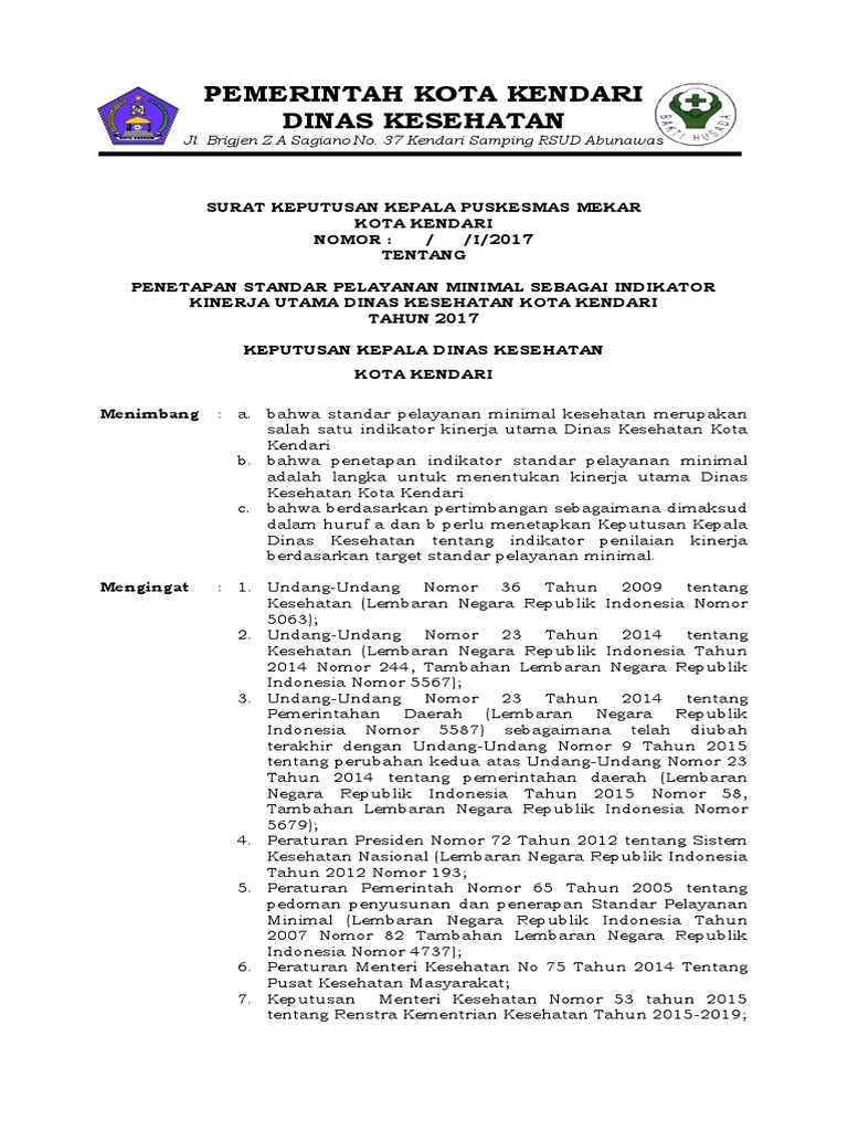 SK Penetapan Standar Pelayanan | PDF SK Penetapan Standar Pelayanan | PDF