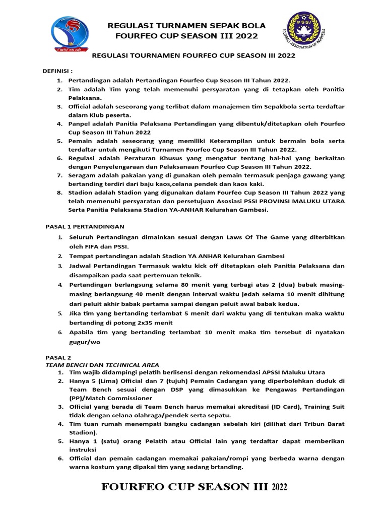 Regulasi Tournamen Fourfeo Cup Season III 2022 | PDF