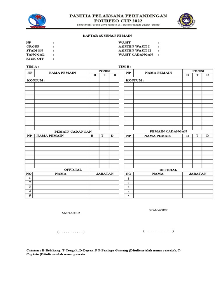 Susunan Pemain Fourfeo Cup 2022 | PDF