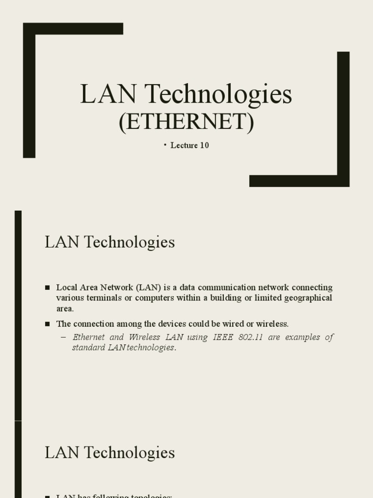 LAN Technologies | PDF | Ethernet | Computer Network