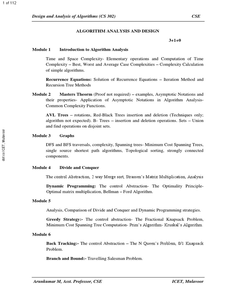 Daa Ktu Notes | PDF | Time Complexity | Recurrence Relation