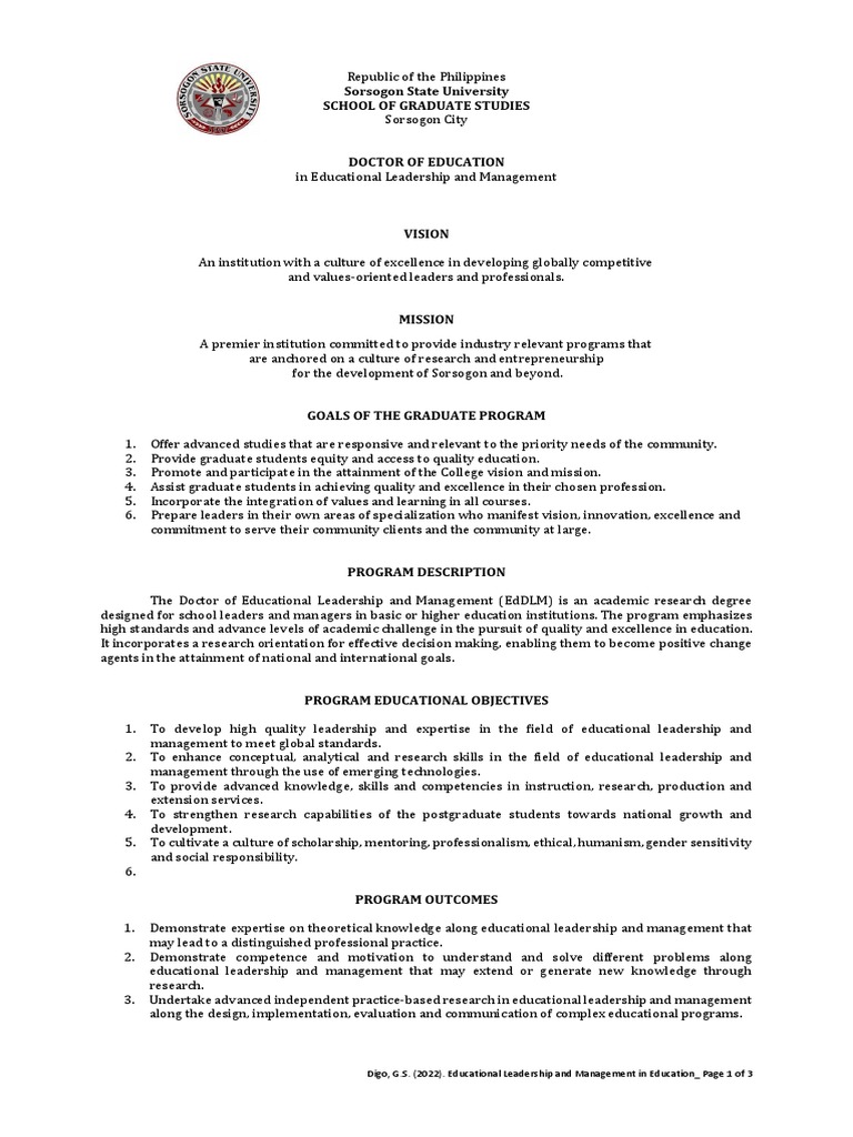 Educational Leadership Course Syllabus | PDF | Leadership | Cognition