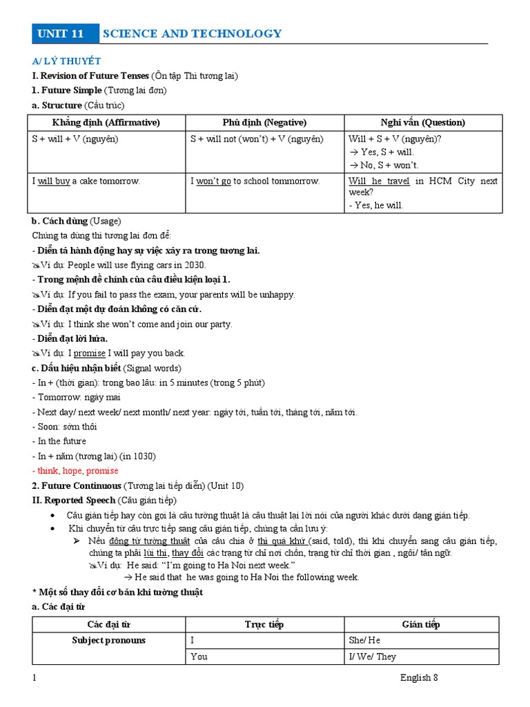 AnhnguLea E8 U11 Grammar | PDF