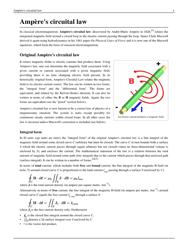 Amperes Circuital Law | PDF | Physical Sciences | Physical Quantities