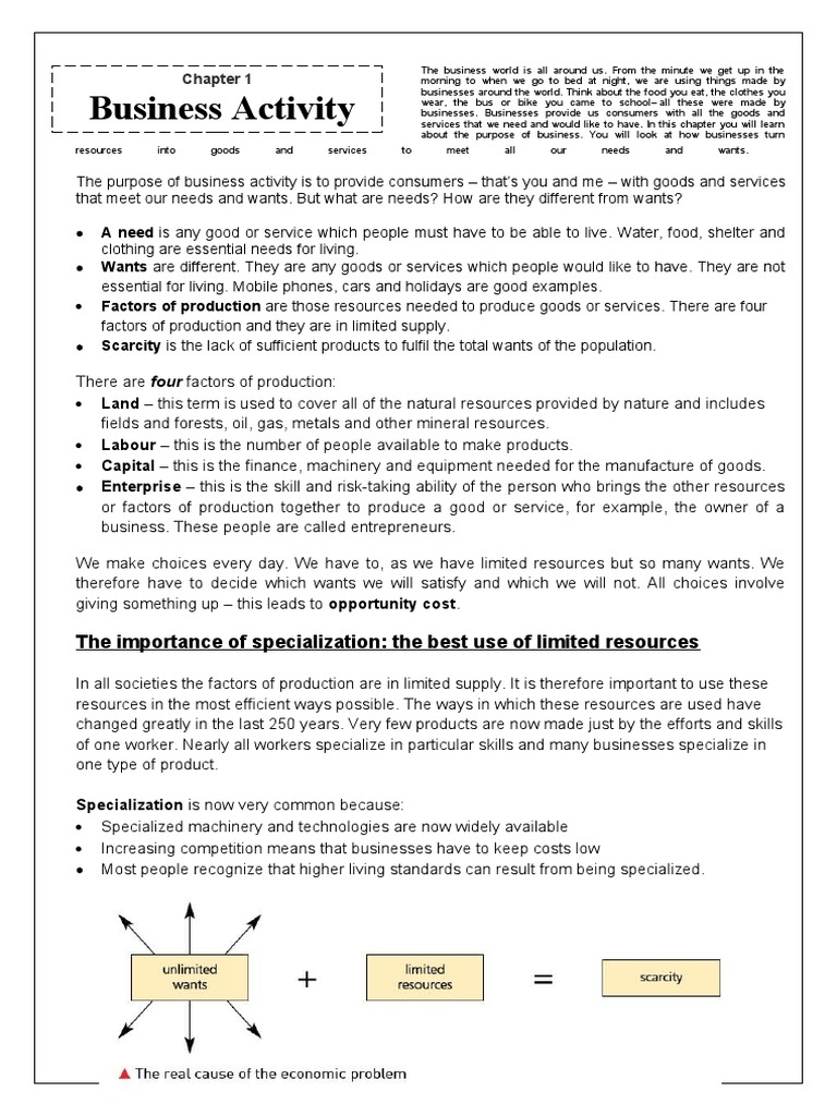 Chapter 1 Business Activity | PDF | Prices | Goods