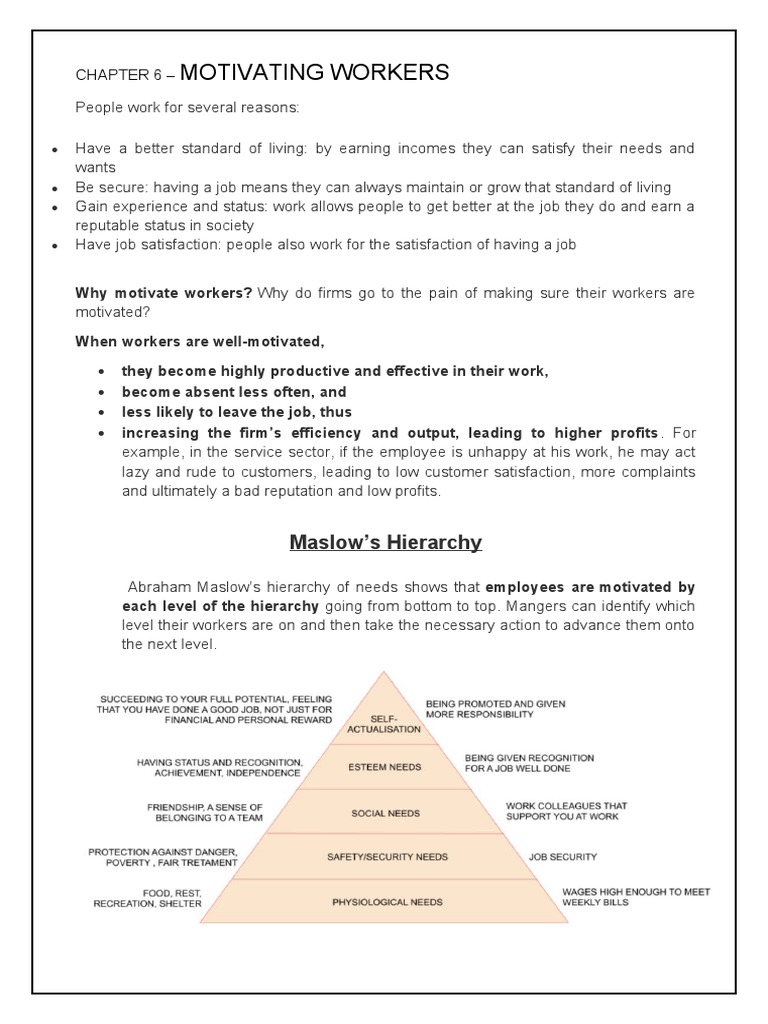 CHAPTER 6 - Motivating Workers | PDF | Motivation | Motivational