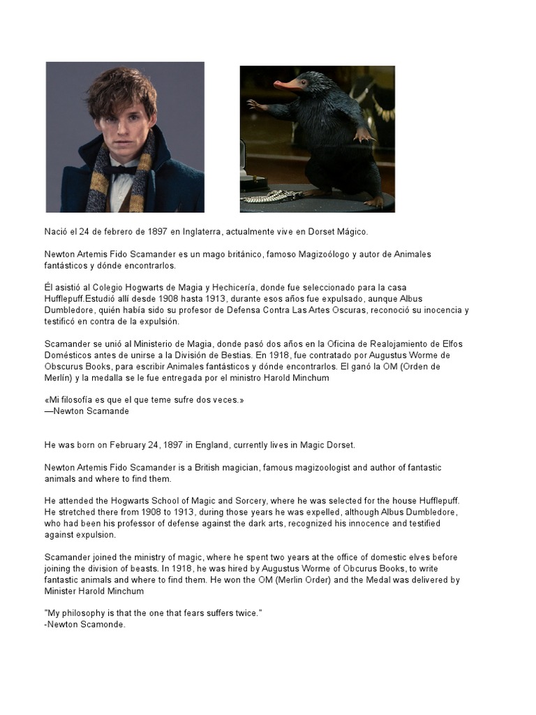 Newt Scamander | PDF | Libros para adolescentes