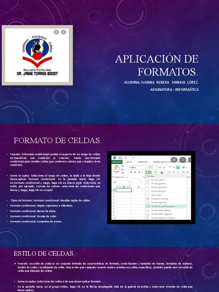 Aplicación de Formatos | PDF | Microsoft Excel | Informática